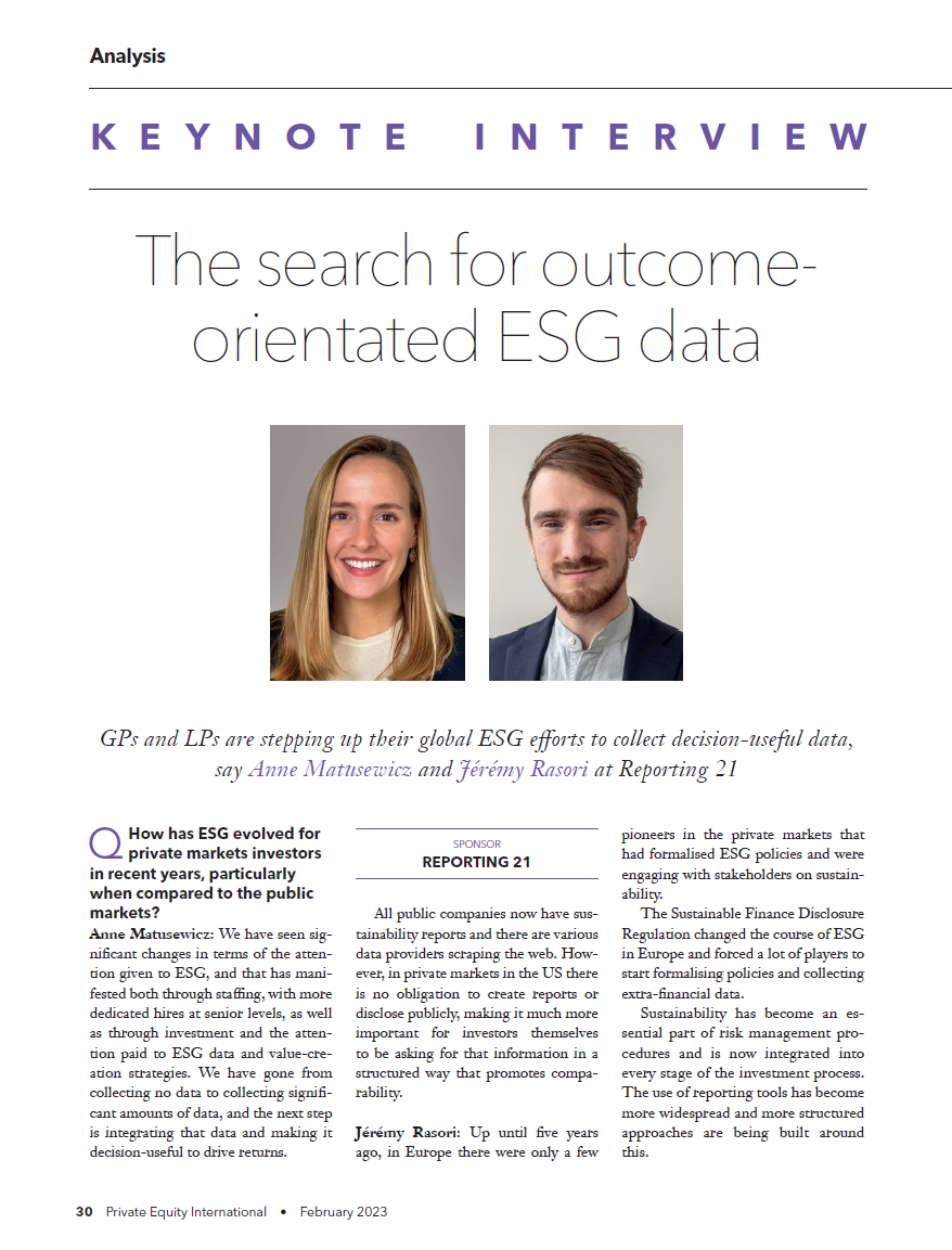 The search for outcome-oriented ESG data - Reporting21